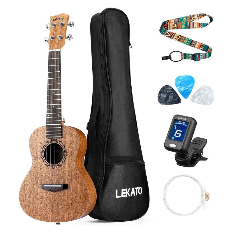 LEKATO Concert Ukulele for Beginners, 23 Inch Mahogany Ukelele Bundle ...