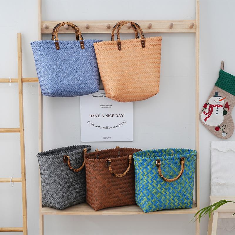 Beg Tangan Tote Tenunan, Beg Tote Popular Retro, Kapasiti Besar ...