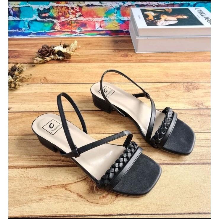 Sepatu sandal wanita hak tahu kotak 3cm sendal high heels kepang - Shop ...