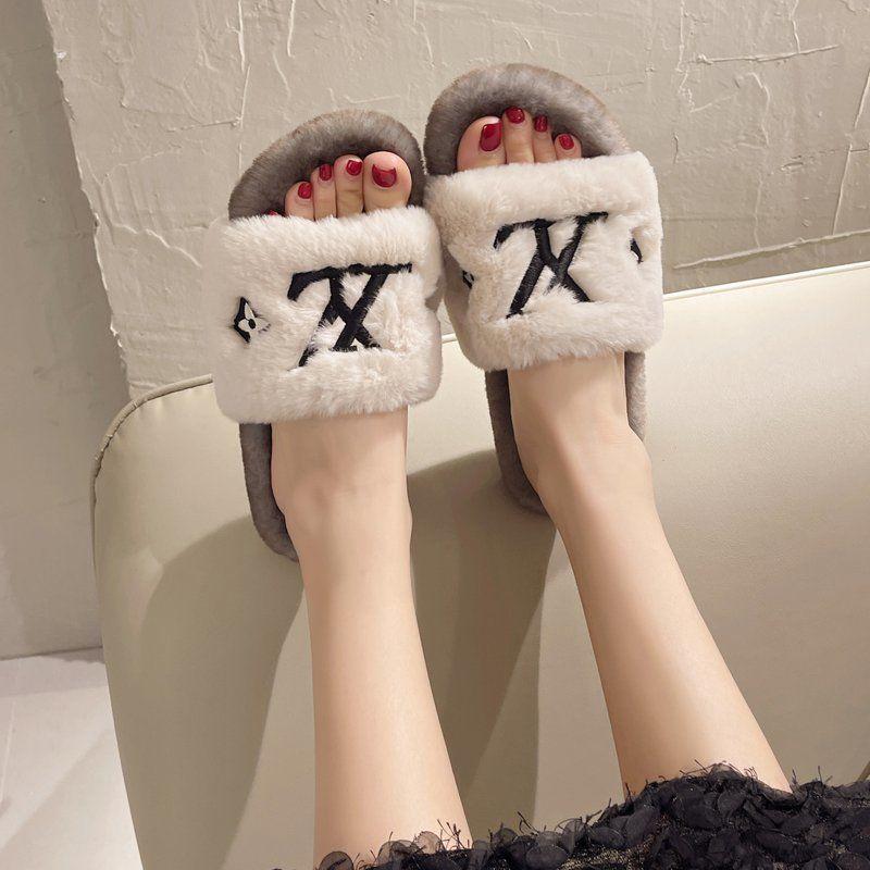 Classic Style Style Net Red Fluffy Slippers Women's Outer Wear - TikTok ...