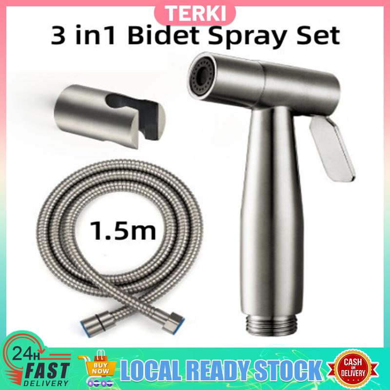 3 IN 1 Stainless Toilet Spray Gun Head Bidet Sprayer Toilet Flushing ...