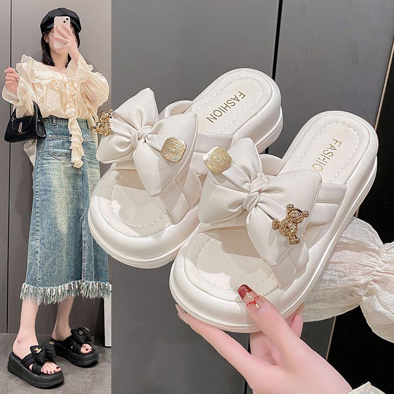 Women's Bowknot Slippers for Outer Wear 2024 Summer New Supe - TikTok ...