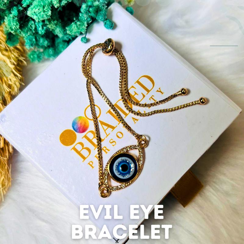 Braided Personality Blue Eye Bracelet Stainless Steel with Mesh ...