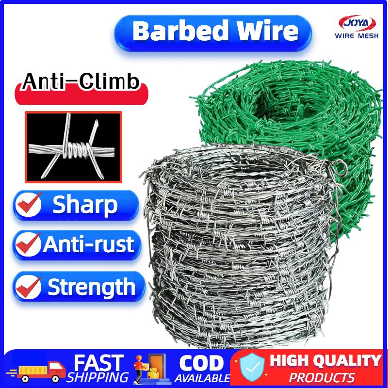 JOYA 50/100M Galvanized Iron Barbed Wire for Garden Fences Anti-climb ...