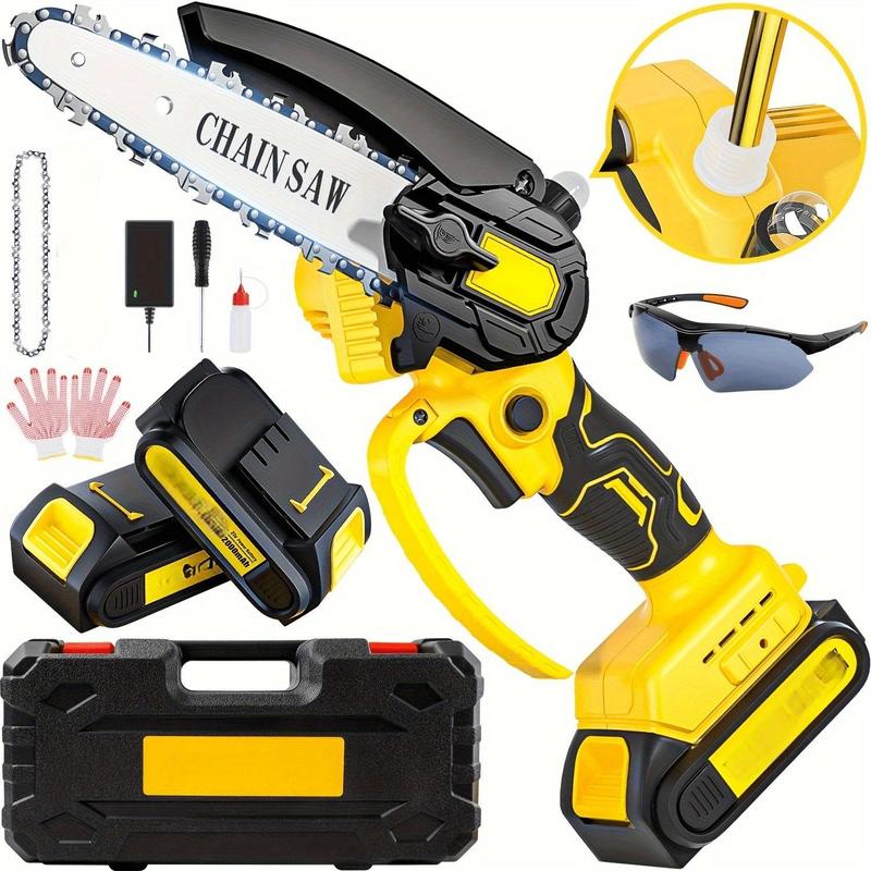 Mini Chainsaw Cordless 6 Inch with Oiler, Safety Lock, Handheld ...