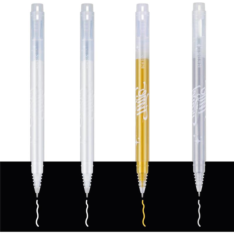 White Gel Pens, 4 Pack, 0.8 mm Extra Fine Point Gel Ink Pens. Suitable ...