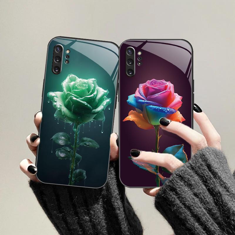 Sarung Telefon, Sesuai untuk Galaxy Note10 +, Kaca Kapsul Mawar ...