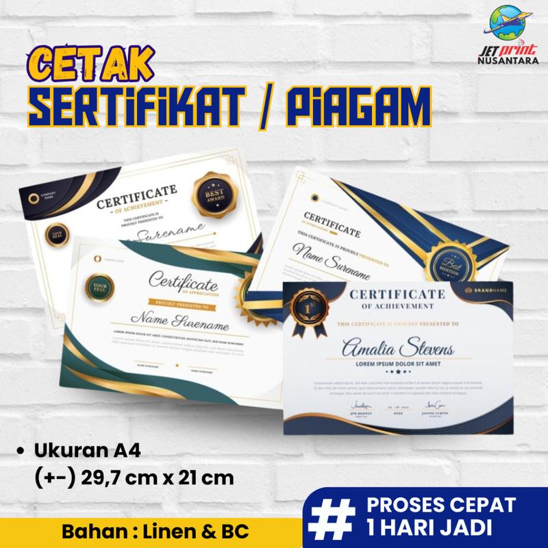 [1 HARI JADI] Cetak Sertifikat/Piagam MURAH - ukuran A4 Free - Shop ...