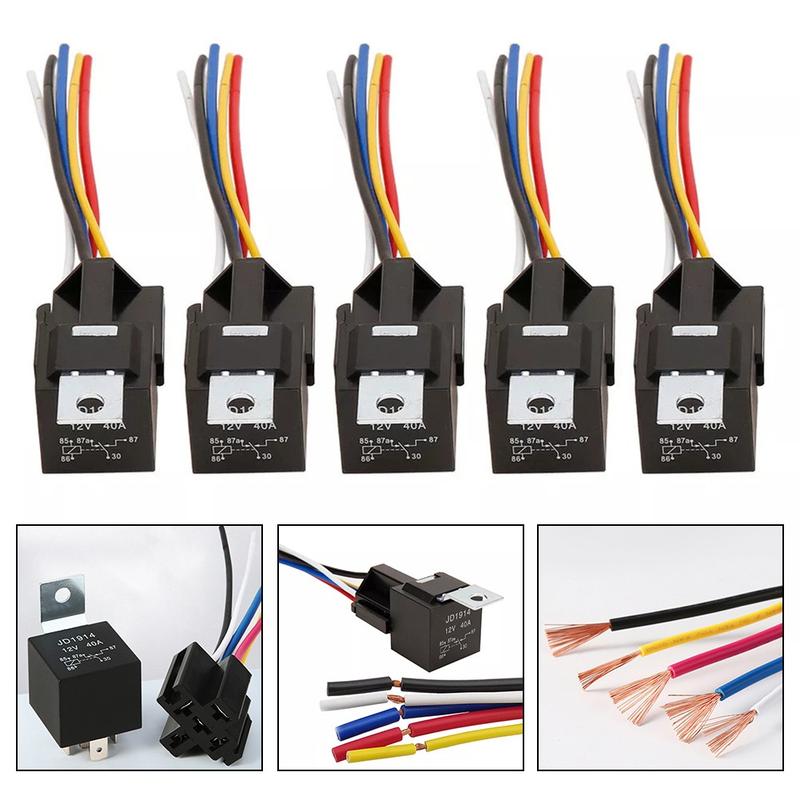 5Pcs 12V 40 Amp Car Relay DC 5 Pin 5 Wires With Harness Socket - TikTok ...