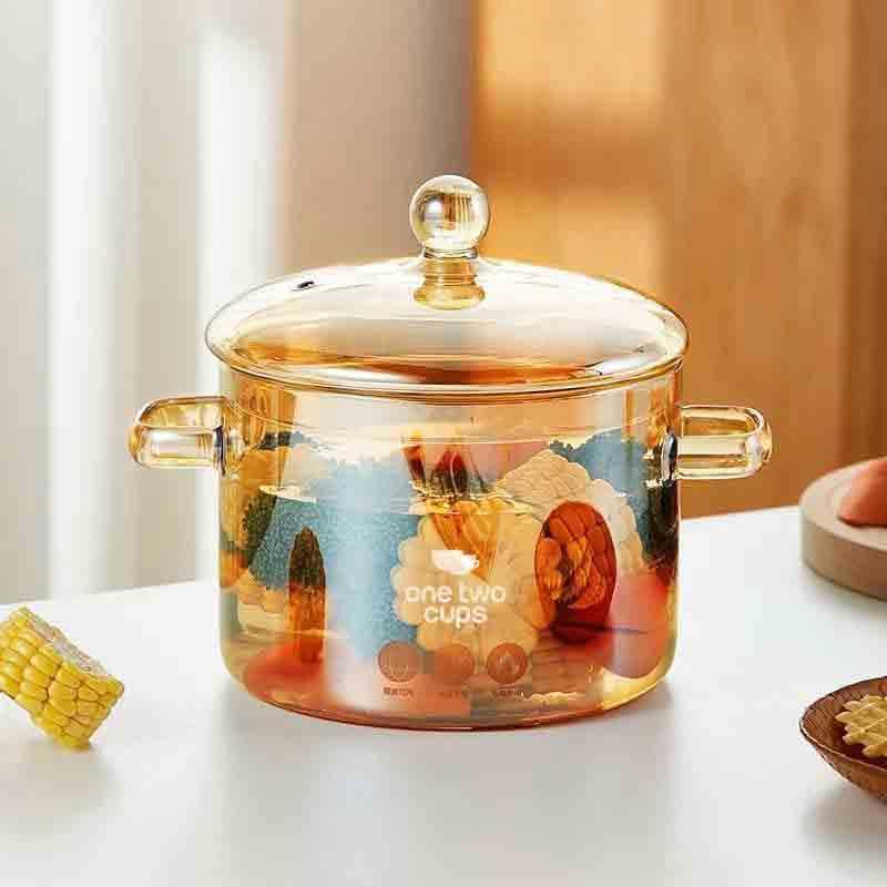 One Two Cups Panci Kaca Glass Cooking Pot Borosilicate Tahan - Shop ...