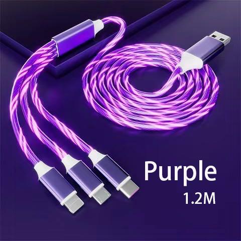 New Arrive 3 In 1 LED Flowing Light USB Cable 1.2M Fast Charging ...