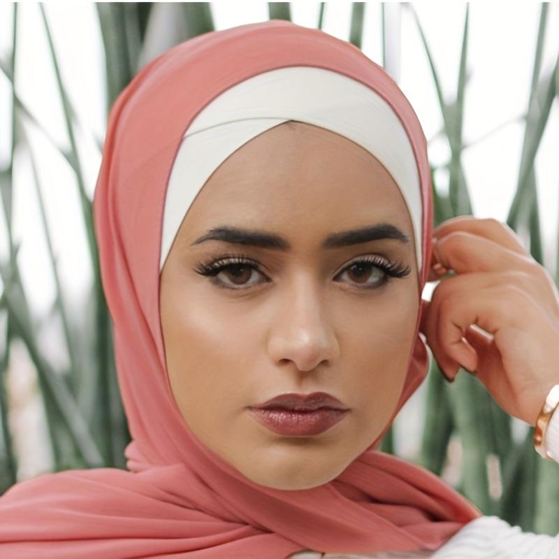 Stretch Forehead Cross Headscarf Hat Women Solid Color Headscarf Hat ...
