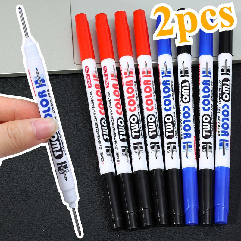 2 Pcs Reusable Two-color Markers with Ultra Fine Tip Wood Metal ...