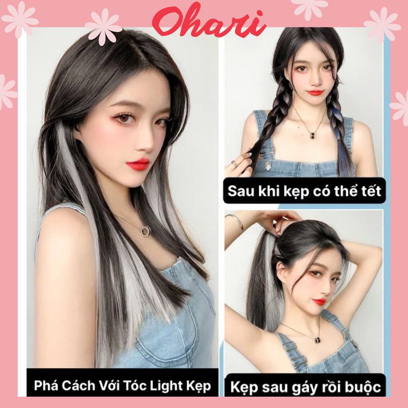 Tóc light giả nhiều màu tóc giả kẹp dài thẳng highlight 60cm - TikTok ...