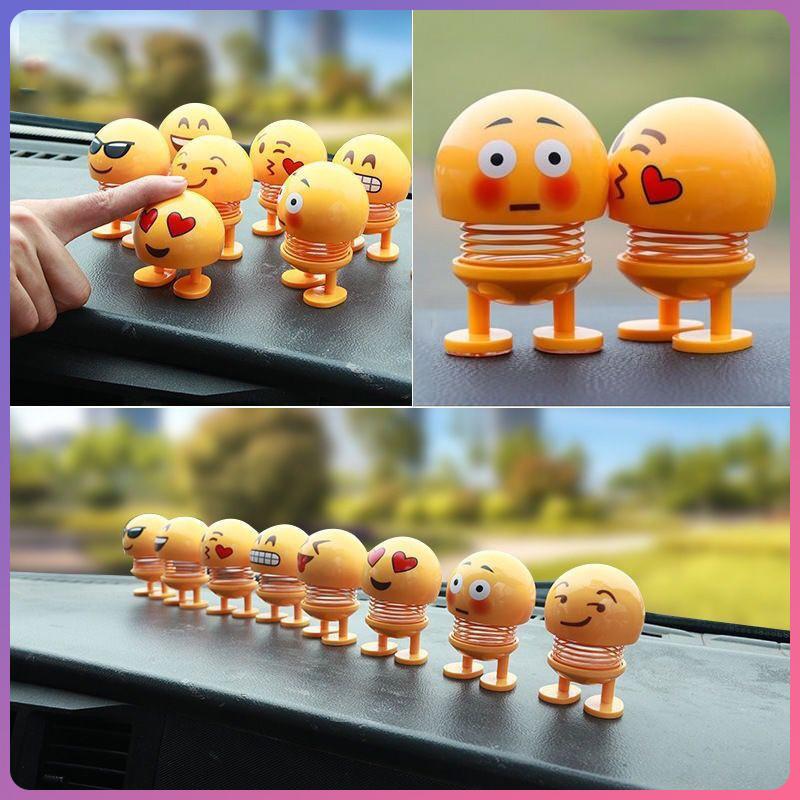 Car toy emoticon doll funny shaking head cute car interior smiling ...
