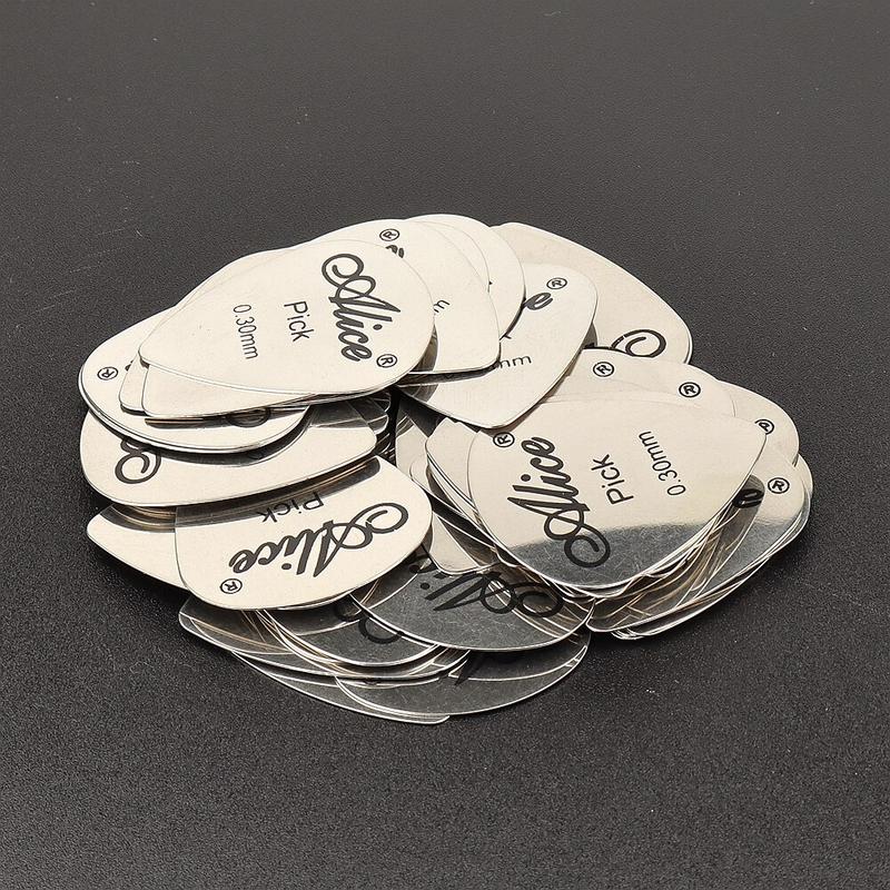 0.3mm Alice Metal Guitar Pick Thin Durable Silver Color Professional ...
