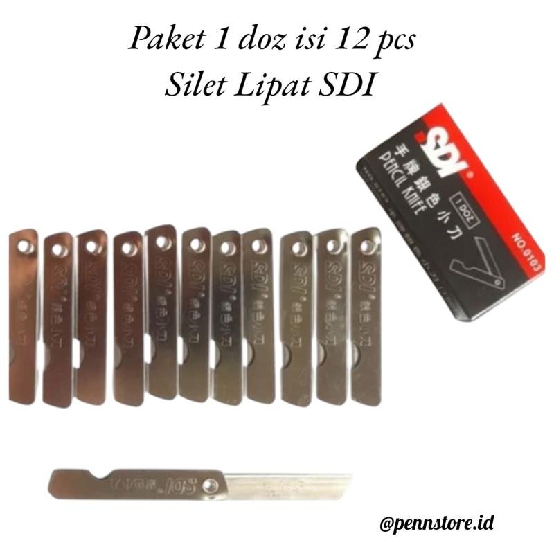 (1 Pack isi 12 pcs) Cutter Lipat SDI - Pemes Besi Silet Kecil dan Tajam ...