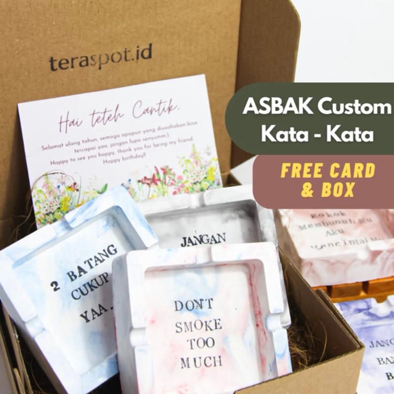 Asbak Custom Tulisan free box untuk hadiah / souvenir custom warna ...