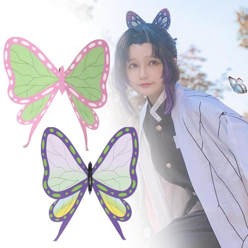 Klip Rambut Hiasan Kepala Rama-rama Merah Jambu, Kostum Cosplay ...