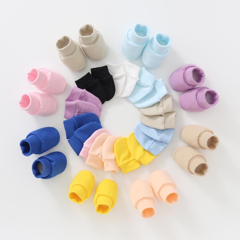 Newborn Infants Baby Mittens & Booties Cotton Set Sarung Tangan ...