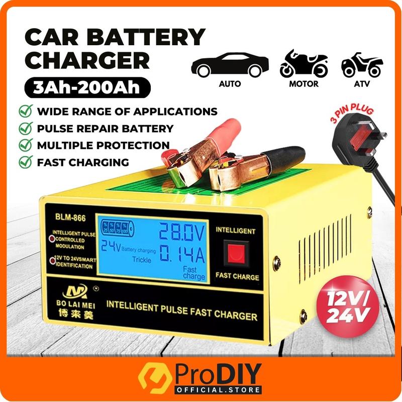 12V/24V Car Battery Charger Pengecas Bateri Kereta Motorsika - TikTok ...