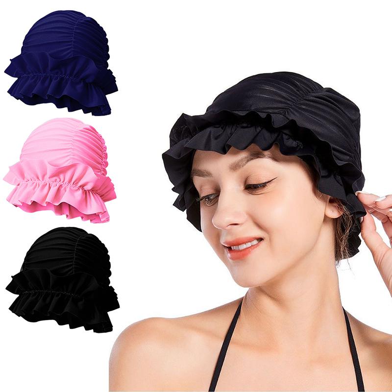 Swim Cap Women Adult With Ruffled Edges Nylon Cloth Swimming - TikTok ...