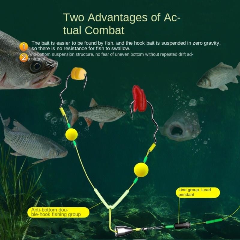 3pcs 2025 double hook Fishing Hair Rigs hook suspension Anti bottom ...