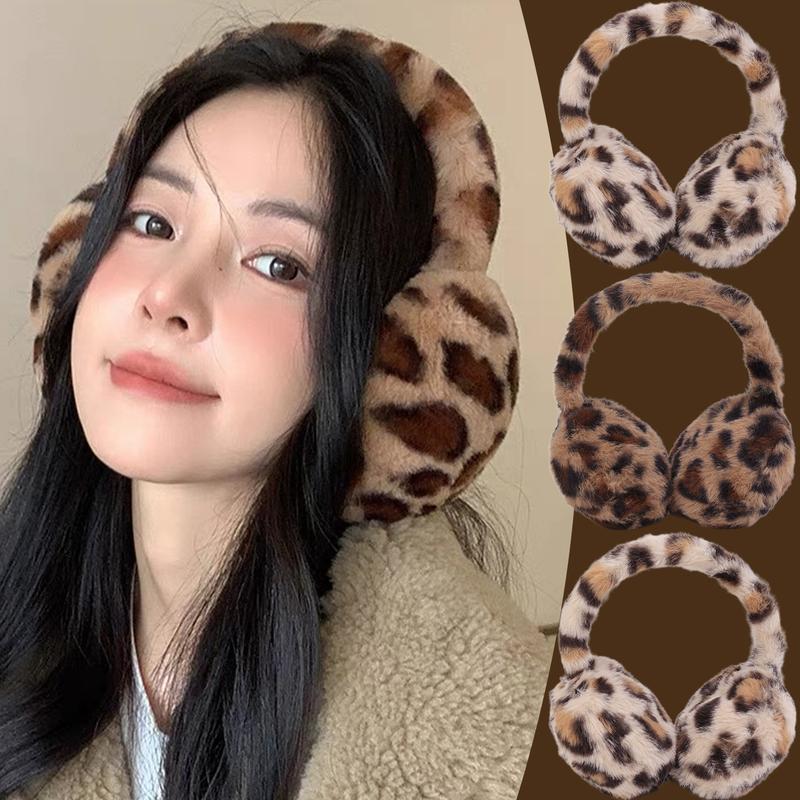 Korean Versatile Leopard Print Soft Ear Warmers Winter Plush - TikTok ...