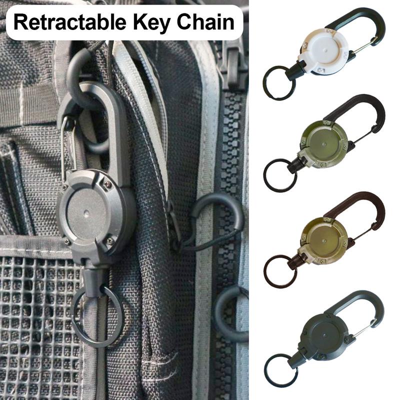 Outdoor Keychain Heavy Duty Retractable Pull Badges ID Reel Carabiner ...