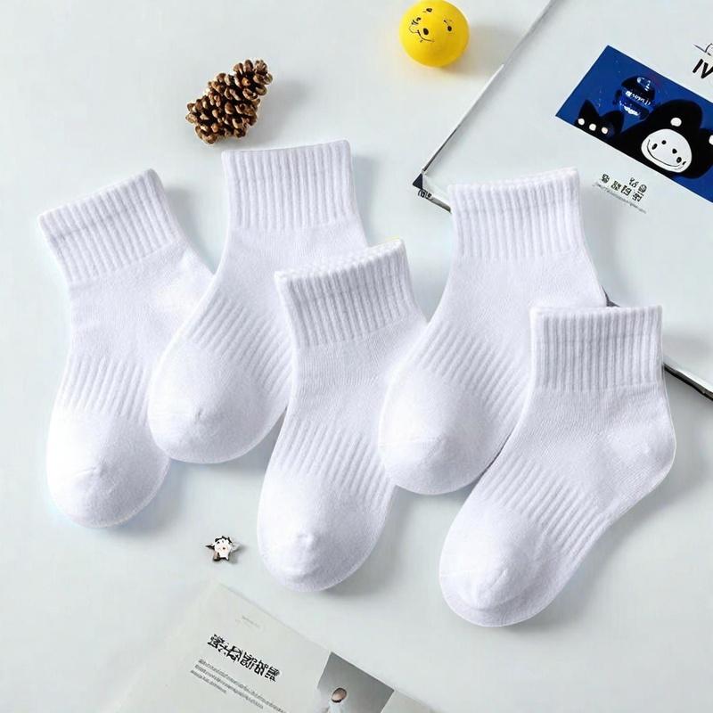 5 PAIRS Baby Cotton Socks Toddlers Warm Pure White Socks - TikTok Shop ...
