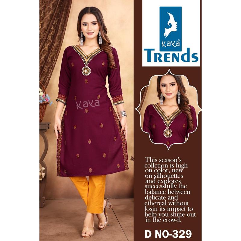 MDM Ethnic Wear Rayon Kurti With Nack Embroidery Work Kurti Collection ...