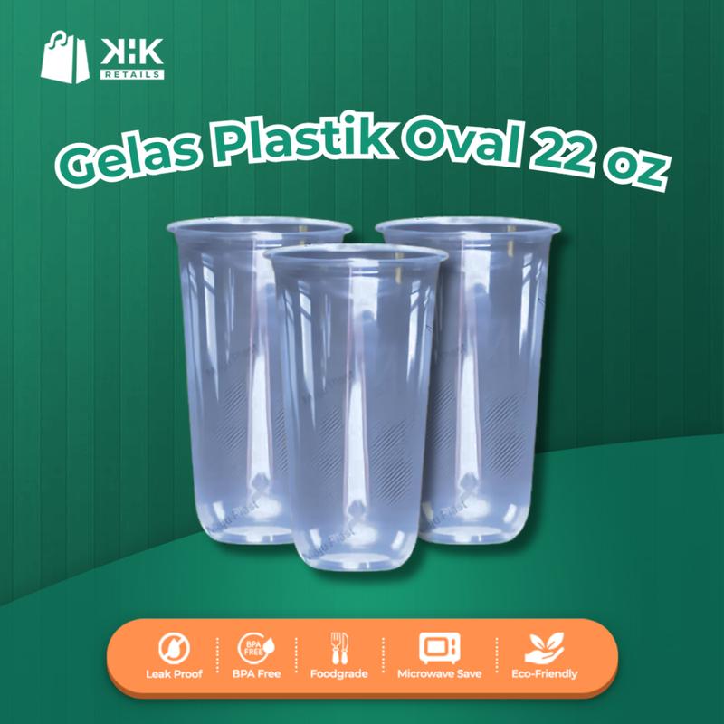 Gelas Plastik Oval 22 oz - Cup Plastik 650 ml Food Grade untuk - Shop ...