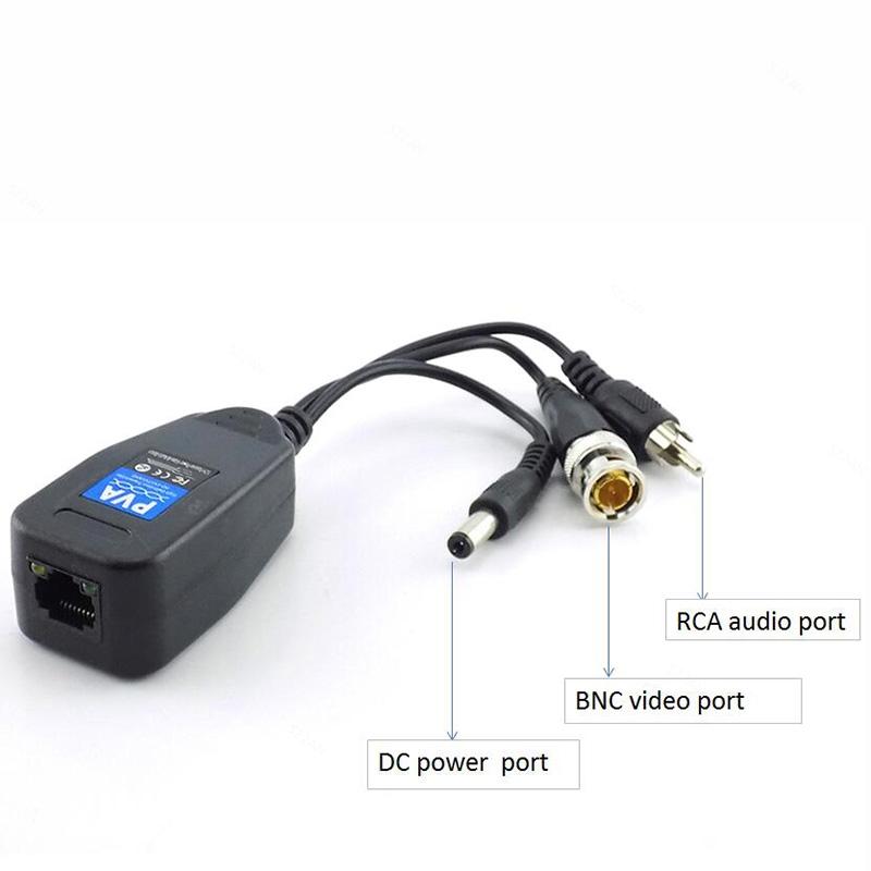 1Pair Male BNC Connectors Supply Power Passive Power Video Balun ...
