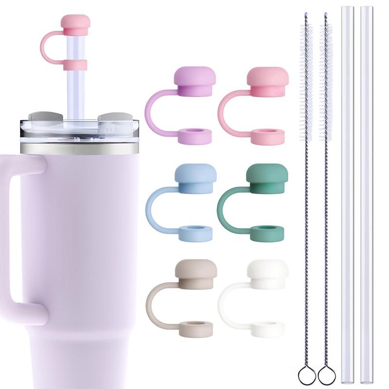Straw Covers Cap Reusable Silicone Straw Toppers Compatible With ...