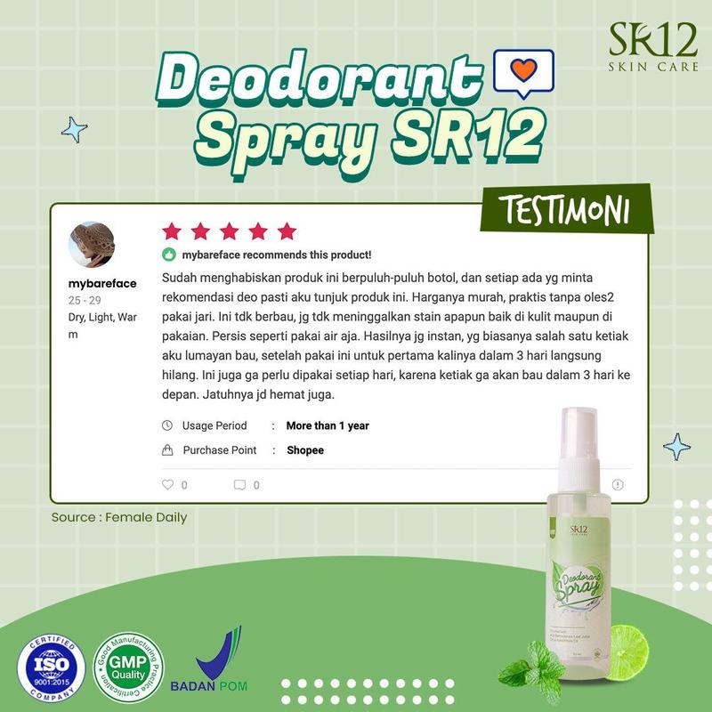 SR12 Deodorant Spray Halal Herbal Tawas Jeruk Nipis Aloe Vera Anti Bau ...