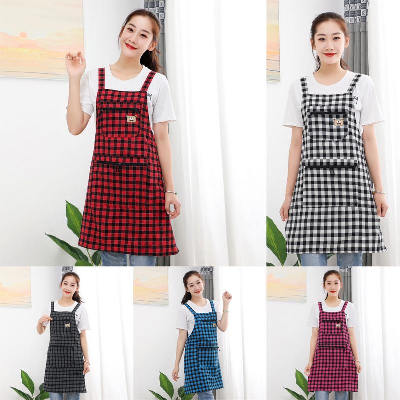 Apron Women's Zipper Double Pocket Sleeveless Double Shoulder Strap ...