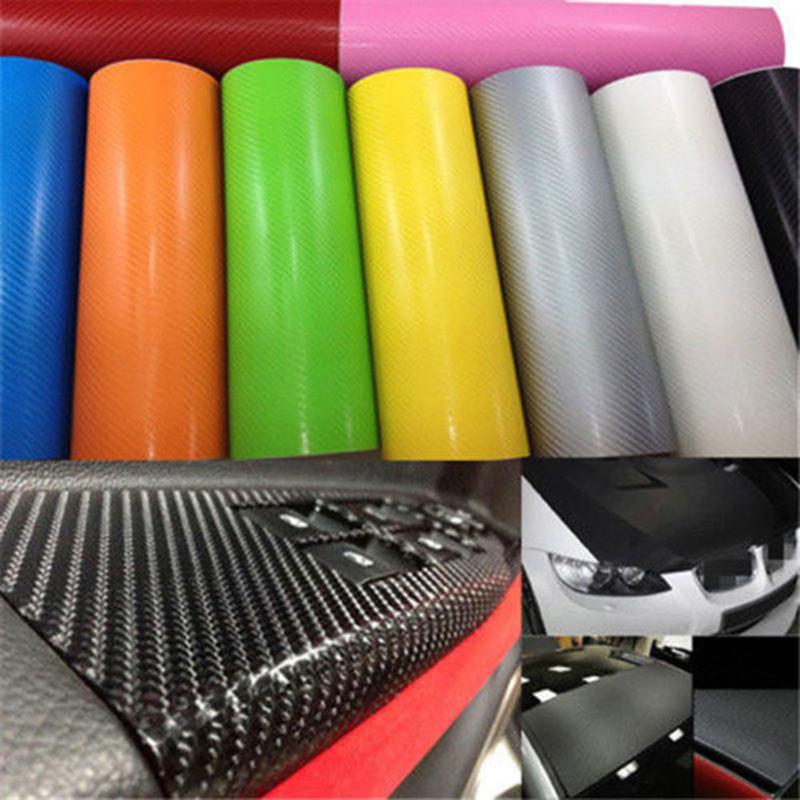 Optional Color 4"x50" 10x127cm 3D Texture CARBON Fiber Wrap Vinyl ...