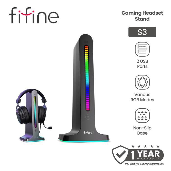 Promo FIFINE S3 RGB AmpliGame Gaming Headset Stand Headphone USB Hub ...