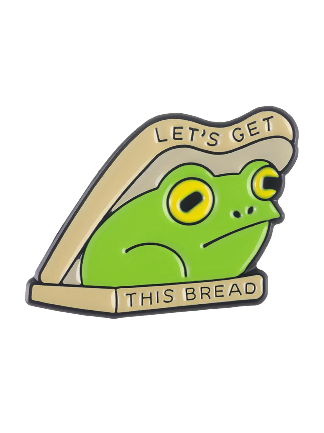 Cute Frog & Letter Design Brooch Pin, Let's Get This Bread Toast Frog ...