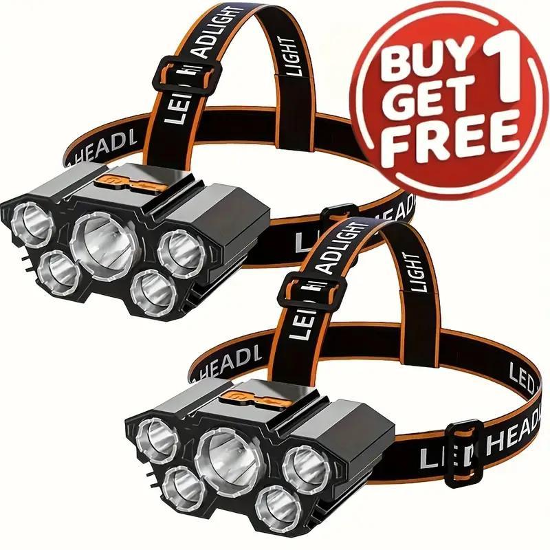 2 PACK Rechargable Headlamp, Led Head Lamp with 4 Modes, Waterproof ...