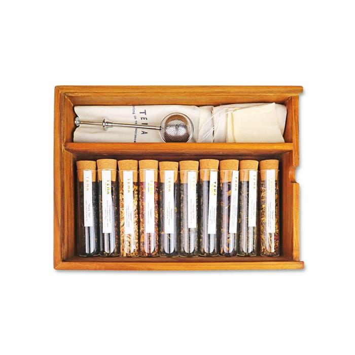 Promo Wooden Gift Box 10 Tea Tubes + Strainer | Kotak Hadiah Teh | TEMA ...