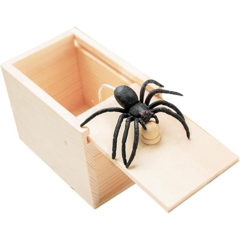 Rubber Spider Trick Box, Handmade Wooden Trick Surprise Box Spider ...
