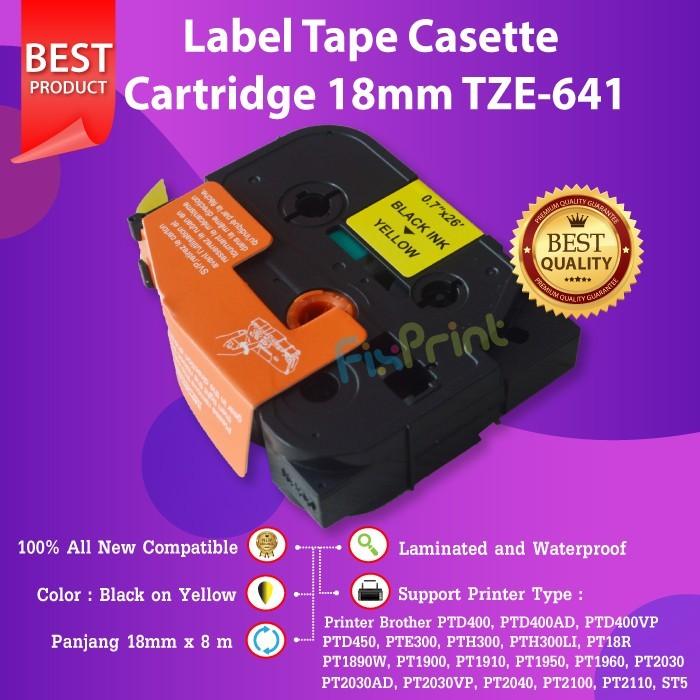 Label Tape Printer TZE-641 18MM Black On Yellow Casette TZE 641 TZE641 ...
