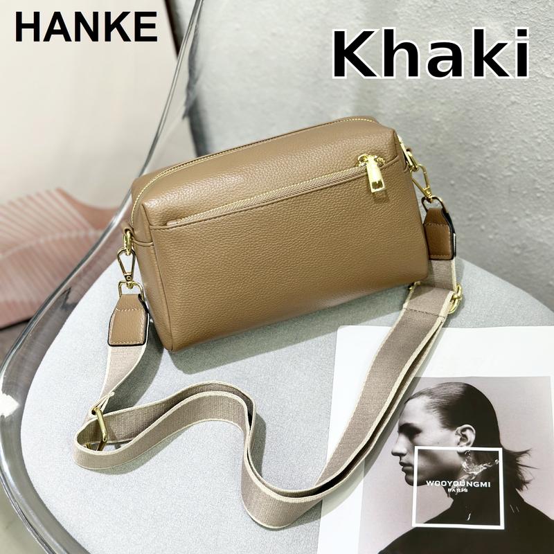HANKE 9875 PU Leather 3 Zipper Shoulder Sling Bag with Adjustable ...