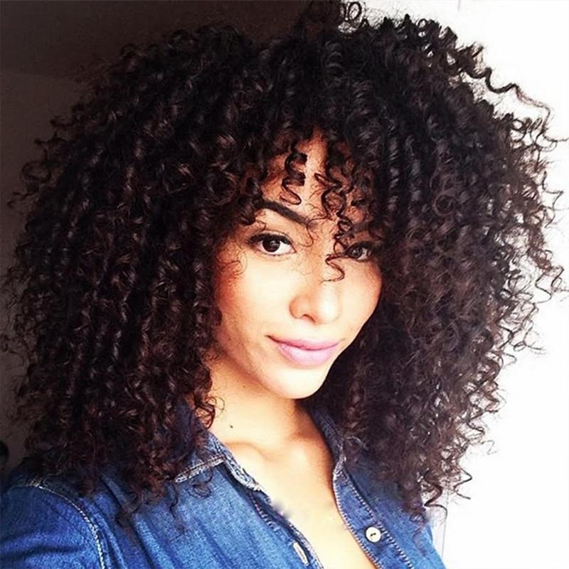 AISI QUEENS Springtok Afro Curly Wig with Bangs Shoulder Length ...