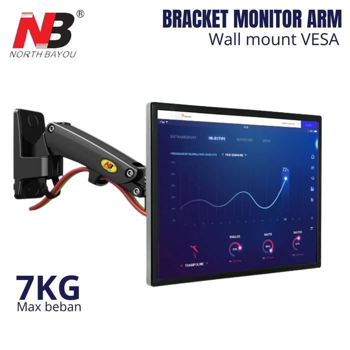 Jual NORTH BAYOU Bracket Monitor Wall Mount VESA 100x100 17-27 Inch TV ...