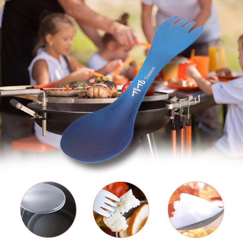 Titanium Alloy Outdoor Camping Portable Dual Purpose Pure Fork Spoon ...