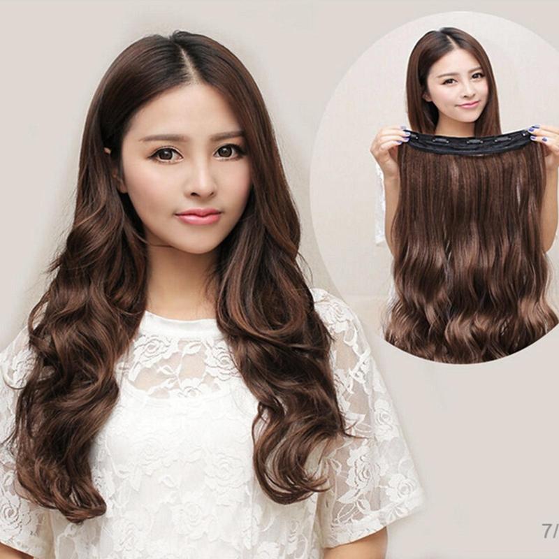 Rambut palsu rambut kerinting beralun panjang untuk wanita, 60cm ...