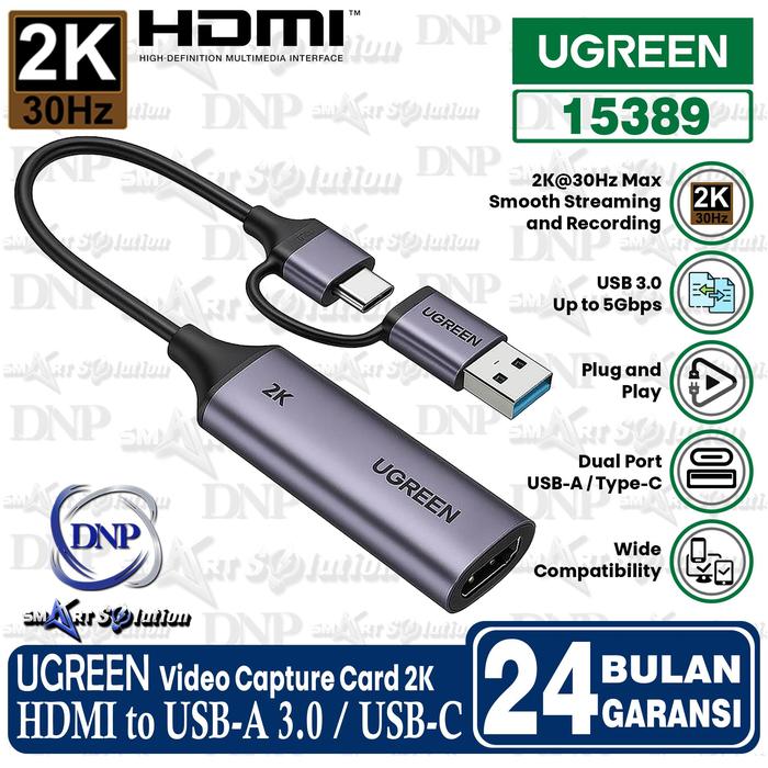Jual UGREEN Video Capture Card HDMI to USB 3.0 / USB-C 2K@30Hz for ...