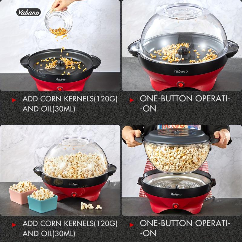 Yabano 6-Quart Popcorn Maker - Quick-Heat Technology, Nonstick Plate ...